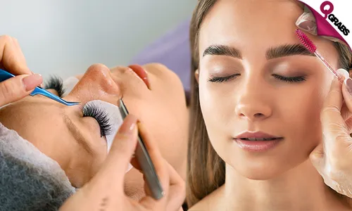 Eyelash Extensions with Eyebrow Tint & Thread OR Lamination! | Qgrabs